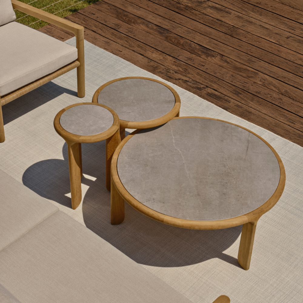 Radia Low Round Coffee Table With Stone Top | Sutherland Furniture