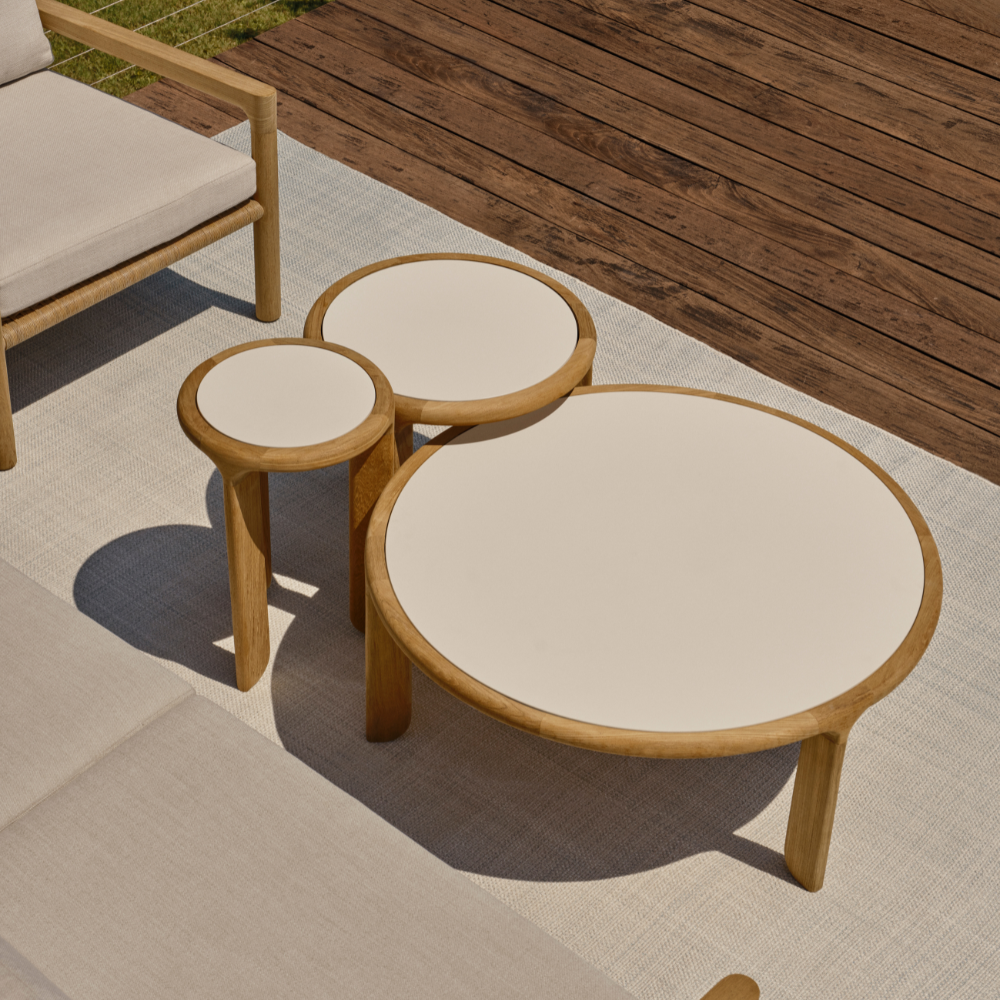 Radia Low Round Coffee Table With Stone Top | Sutherland Furniture