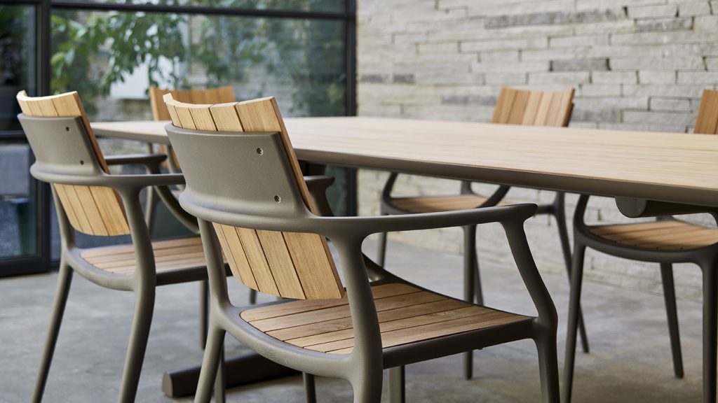 Monaco Rectangular Dining Table With Teak Top | Sutherland Furniture