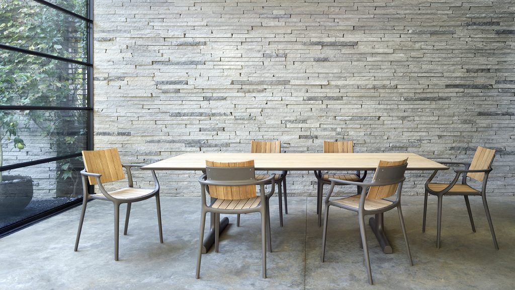 Monaco Rectangular Dining Table With Teak Top | Sutherland Furniture